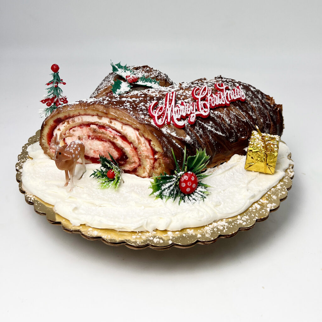 Yule Log Cake – French Cream Raspberry - Palermo 365 Shop
